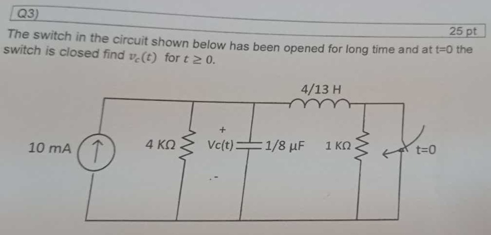 Solved Q3)The switch in the circuit shown below has been | Chegg.com
