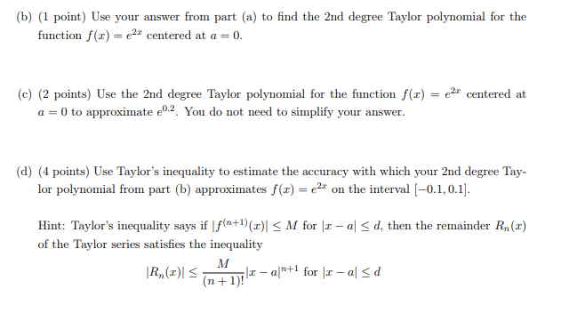 Solved 11. (11 points) Recall the Taylor series | Chegg.com