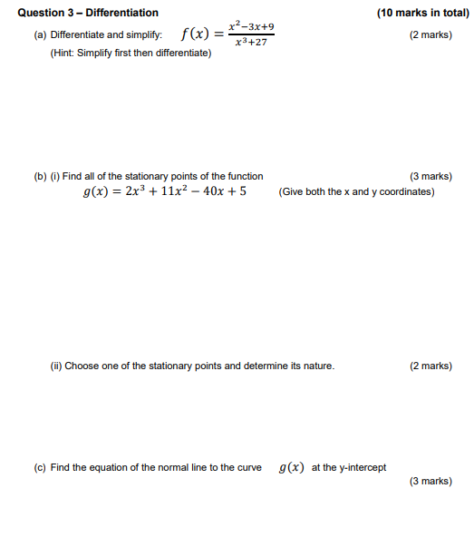 Question 3 - Differentiation (a) Differentiate and | Chegg.com