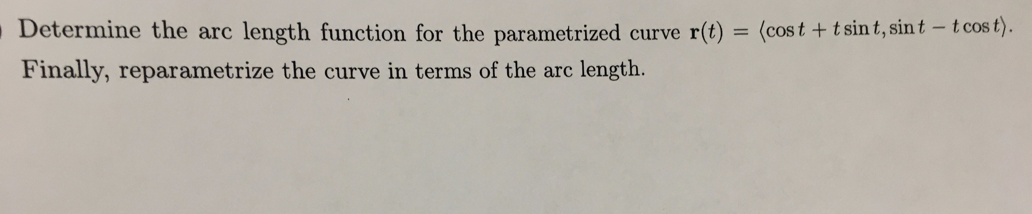 Solved Determine the arc length function for the | Chegg.com