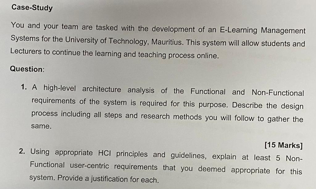 Solved Case-Study You and your team are tasked with the | Chegg.com