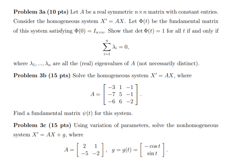 Solved Problem 3a (10 pts) Let A be a real symmetric nxn | Chegg.com