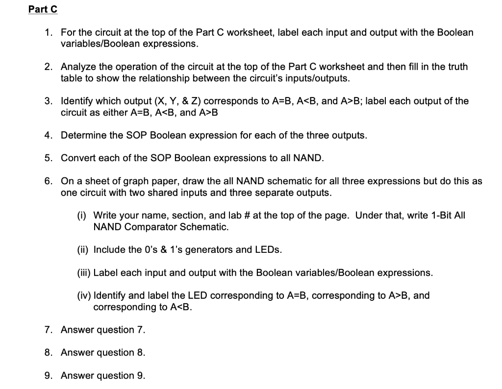 Solved Part C 1. For the circuit at the top of the Part C | Chegg.com