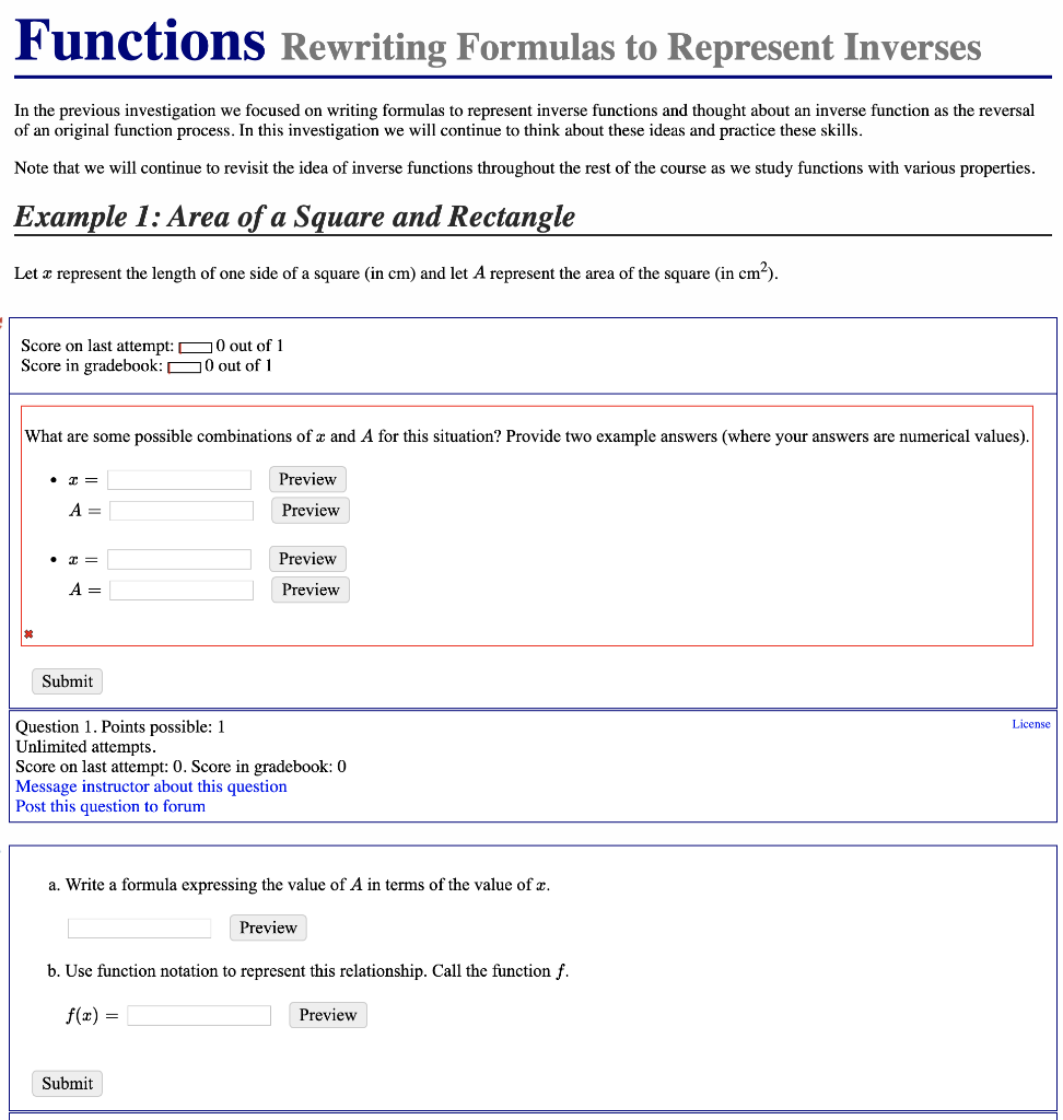 Solved Functions Rewriting Formulas to Represent Inverses In | Chegg.com