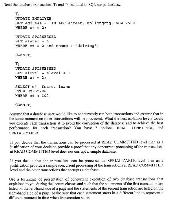 CREATE TABLE EMPLOYEE E# NUMBER(12) NOT NULL, FNAME | Chegg.com