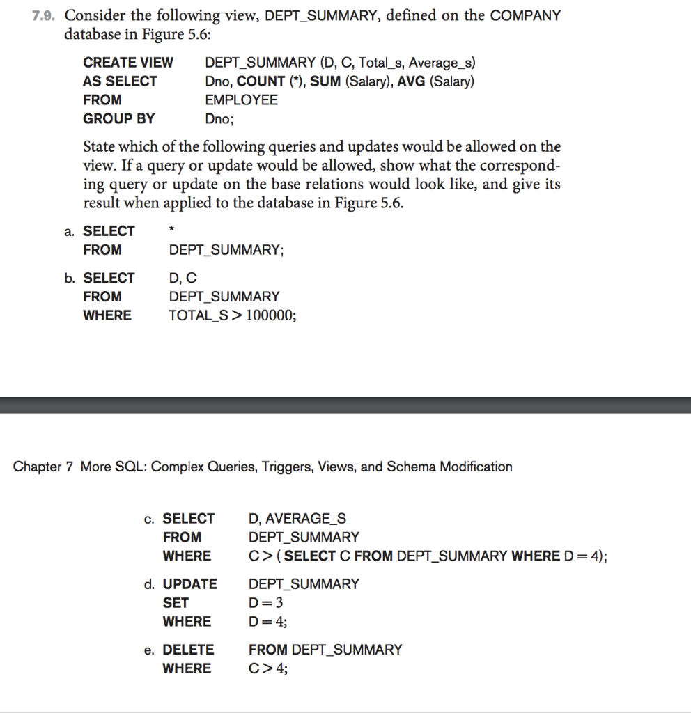 Solved 7.5. Specify the following queries on the database in | Chegg.com