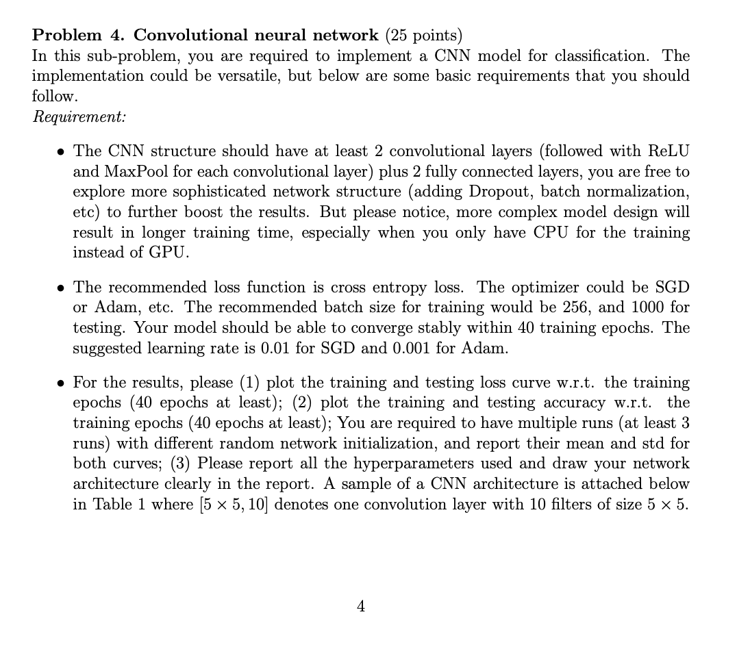 Problem 4. Convolutional neural network (25 points) | Chegg.com