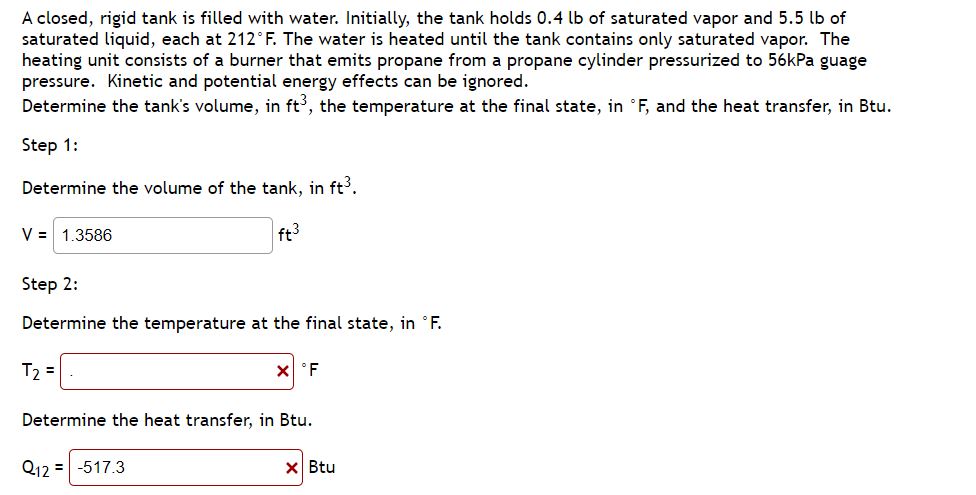 Solved A closed, rigid tank is filled with water. Initially, | Chegg.com