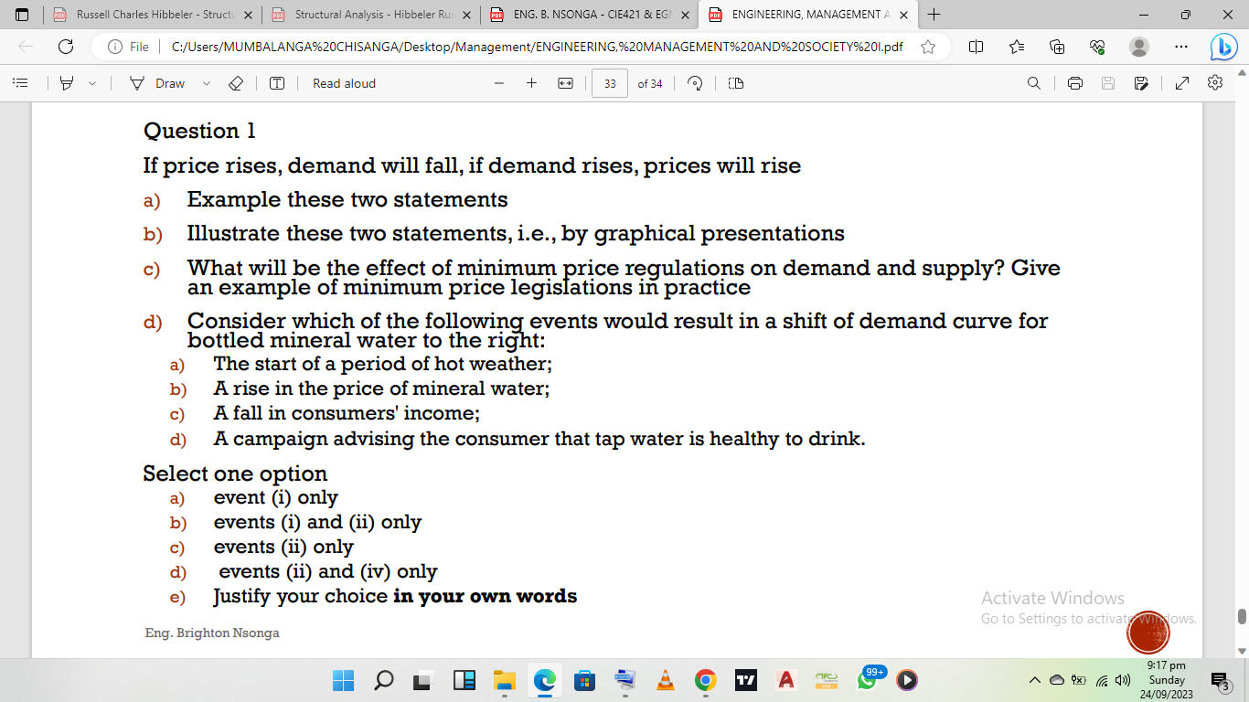 Solved If price rises, demand will fall, if demand rises, | Chegg.com