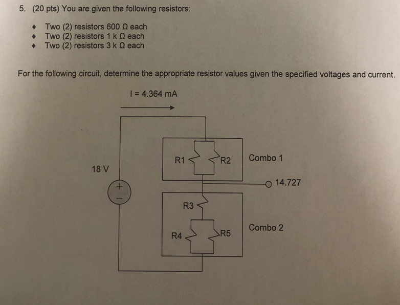Solved Determine the appropriate resistor values given the | Chegg.com