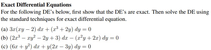 Solved Show me the steps to solve Exact Differential | Chegg.com