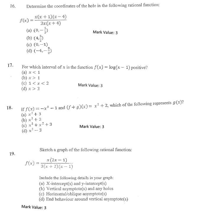 Solved 16. Determine the coordinates of the hole in the | Chegg.com