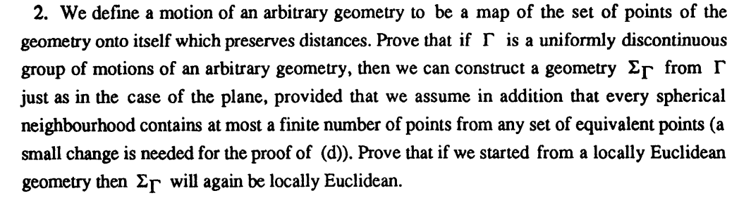 Solved 2. We define a motion of an arbitrary geometry to be | Chegg.com