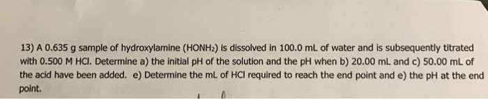 Solved A 0.635 g sample of hydroxylamine (HONH_2) is | Chegg.com