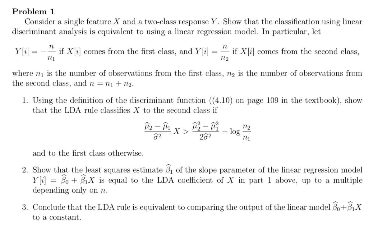 Problem 1 Consider a single feature X and a two-class | Chegg.com