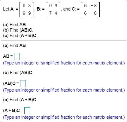 Solved 9 3 06 6 - 8 Let A = B = and C = 99 7 4 6 6 (a) Find | Chegg.com