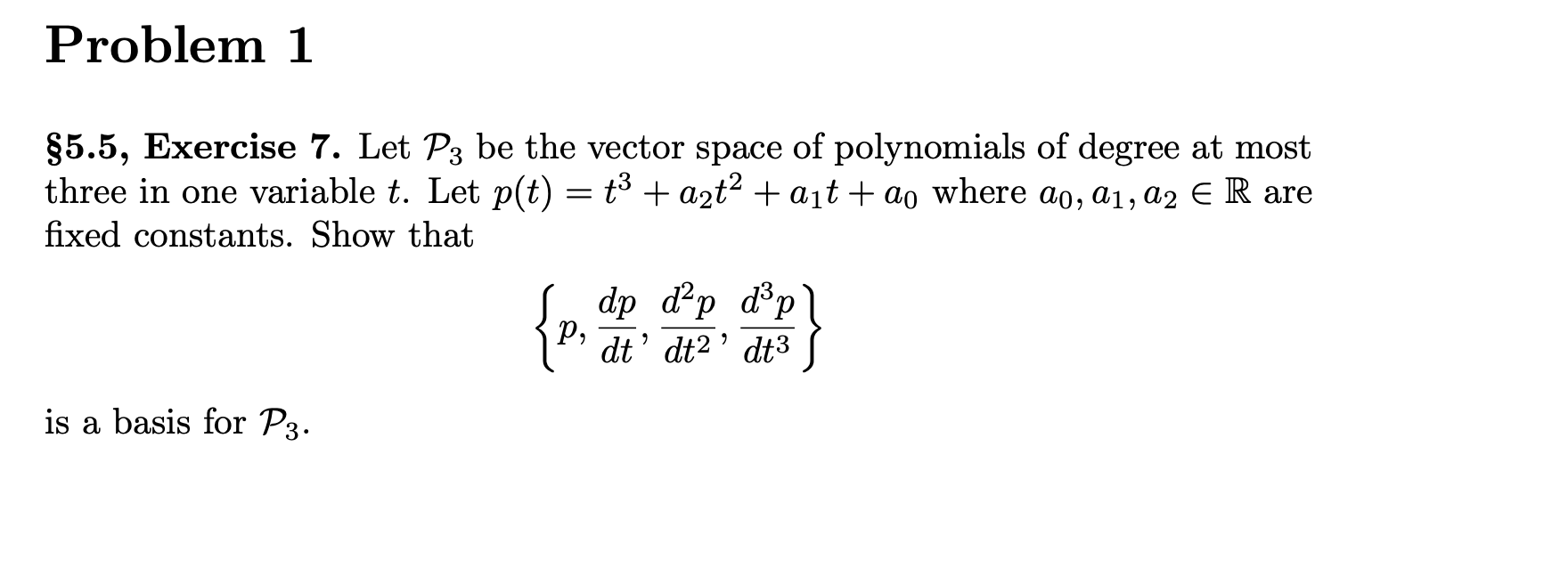 Solved \$5.5, Exercise 7. Let P3 be the vector space of | Chegg.com