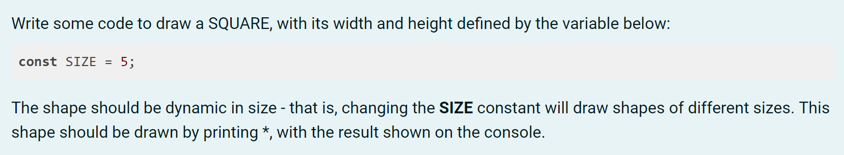 Solved Write some code to draw a SQUARE, with its width and | Chegg.com