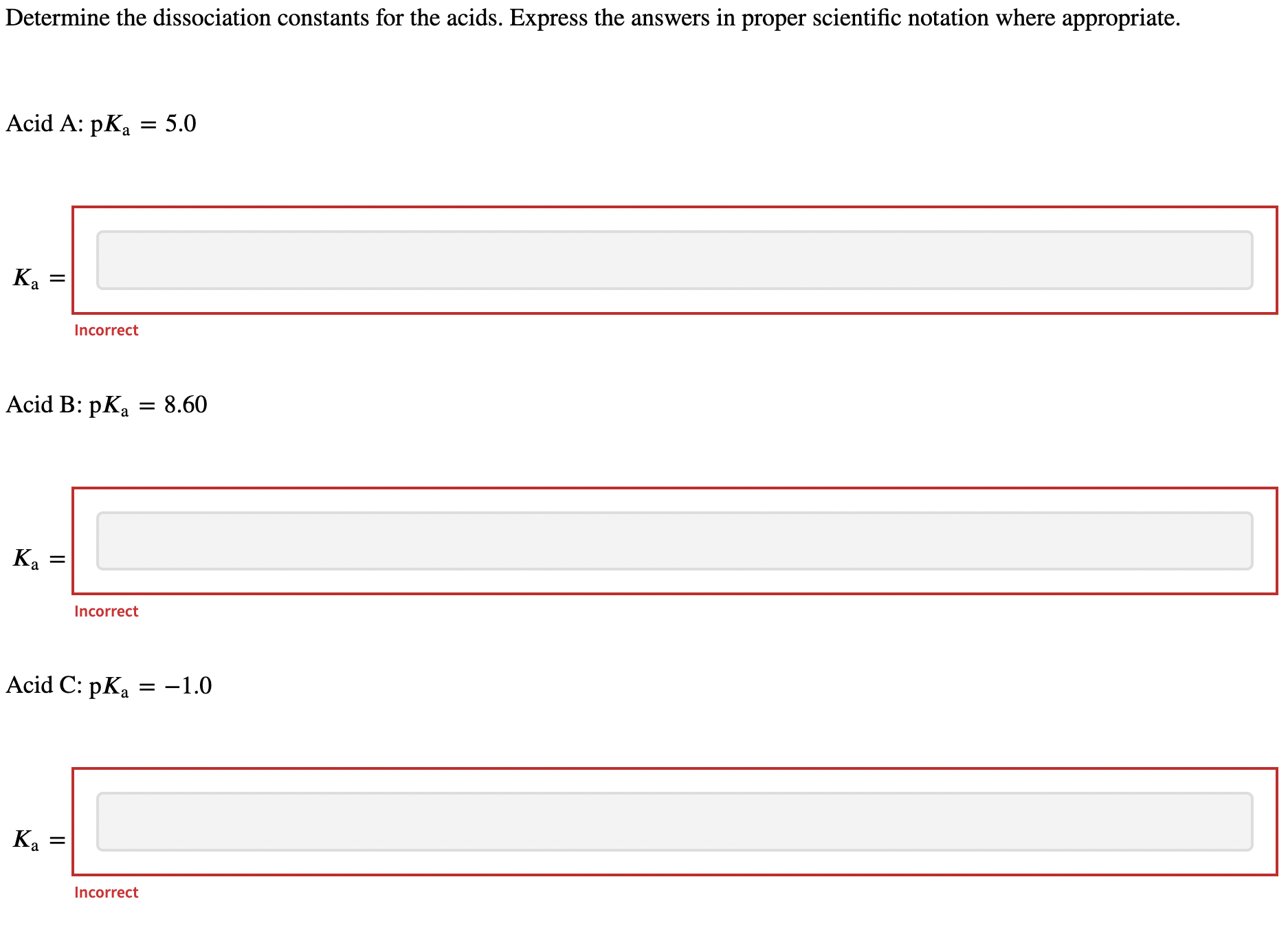Solved Determine The Dissociation Constants For The Acids