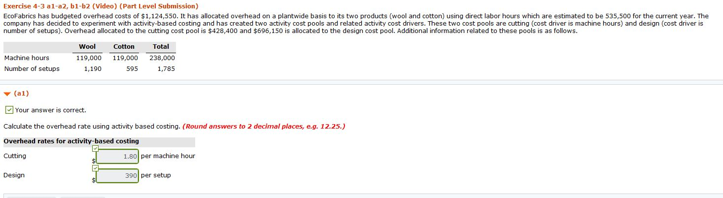 Solved Exercise 4-3 a1-a2, b1-b2 (Video) (Part Level | Chegg.com