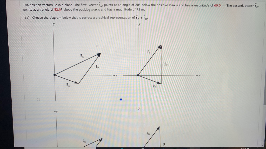 Solved Two position vectors lie in a plane. The first, | Chegg.com