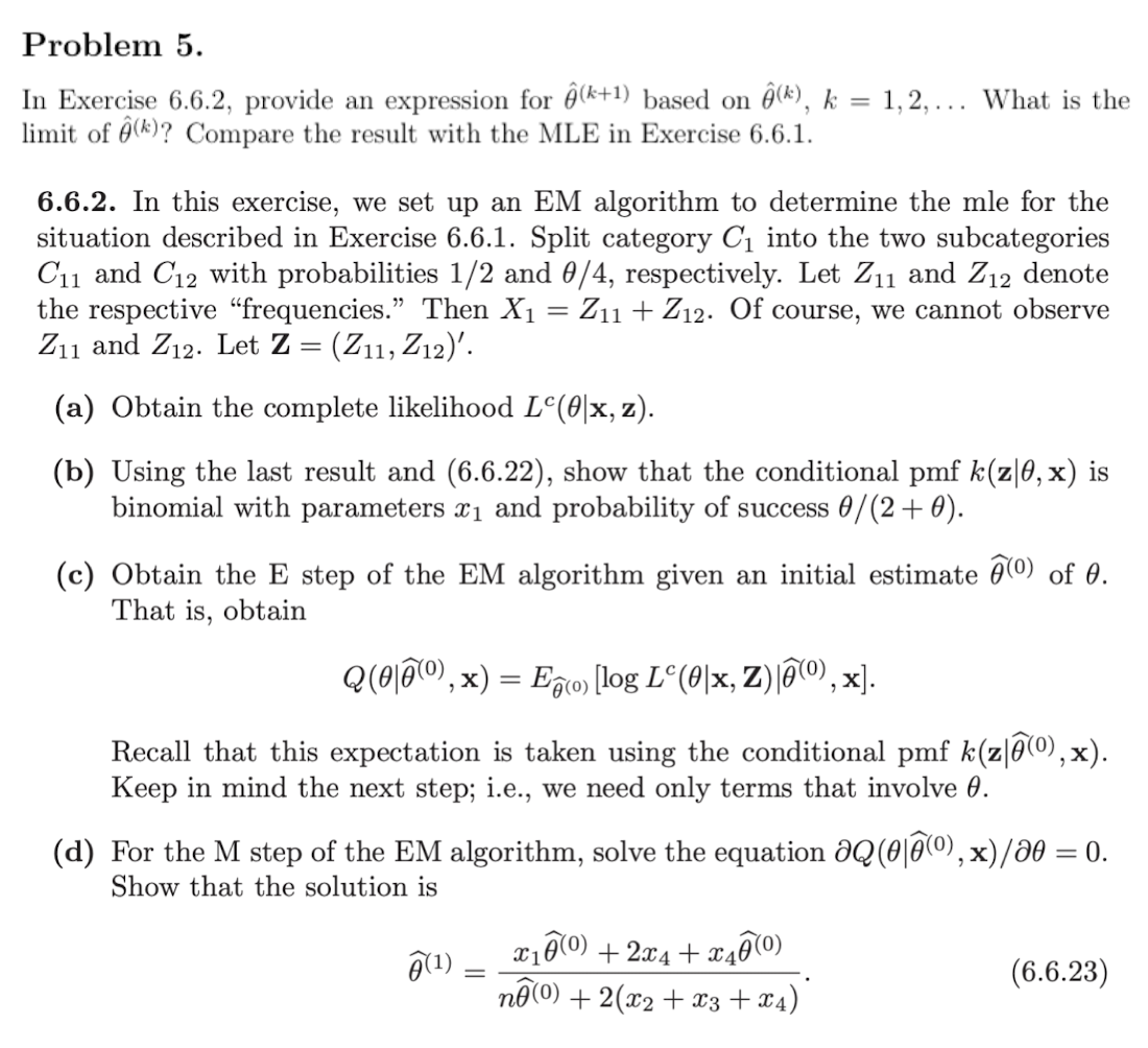 Solved Problem 5. In Exercise 6.6.2, provide an expression | Chegg.com