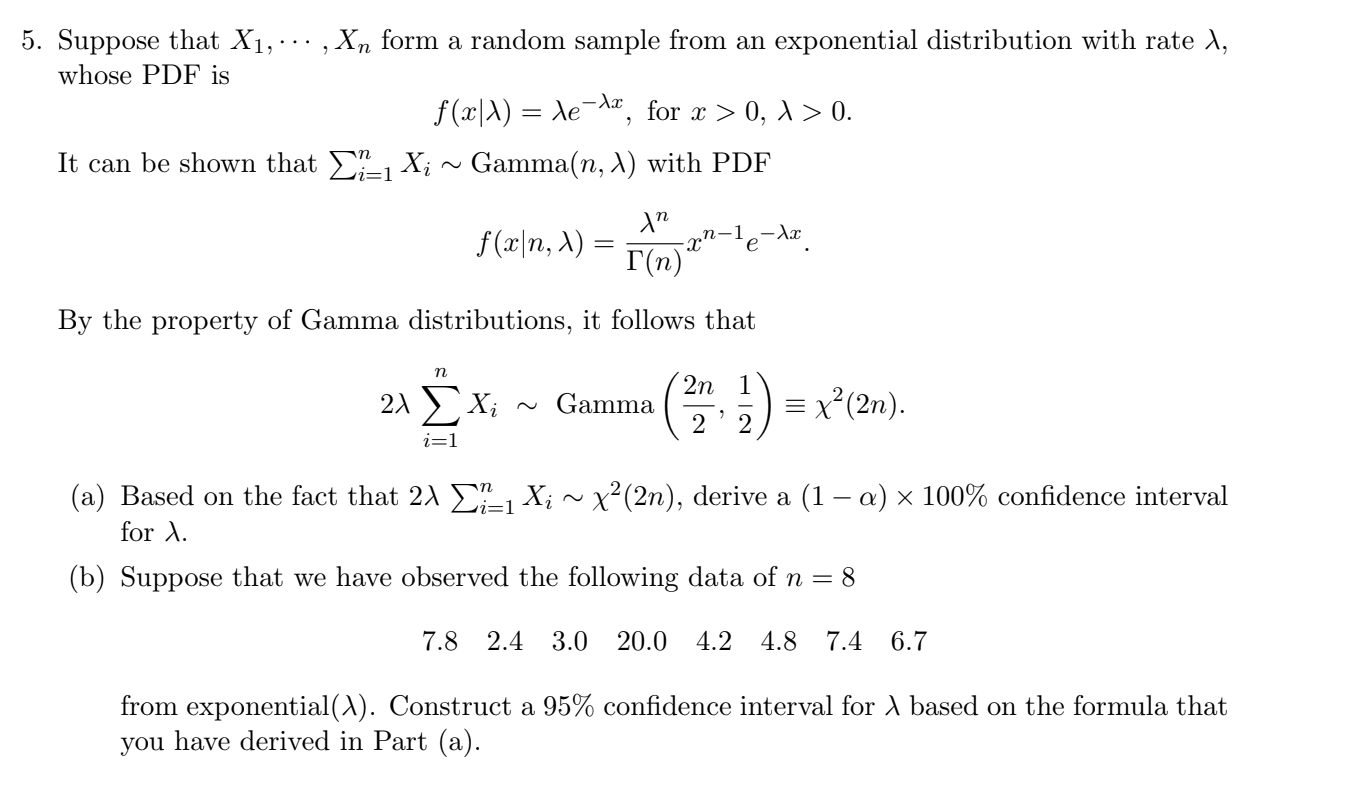 5. Suppose that X1, ... , Xn form a random sample | Chegg.com