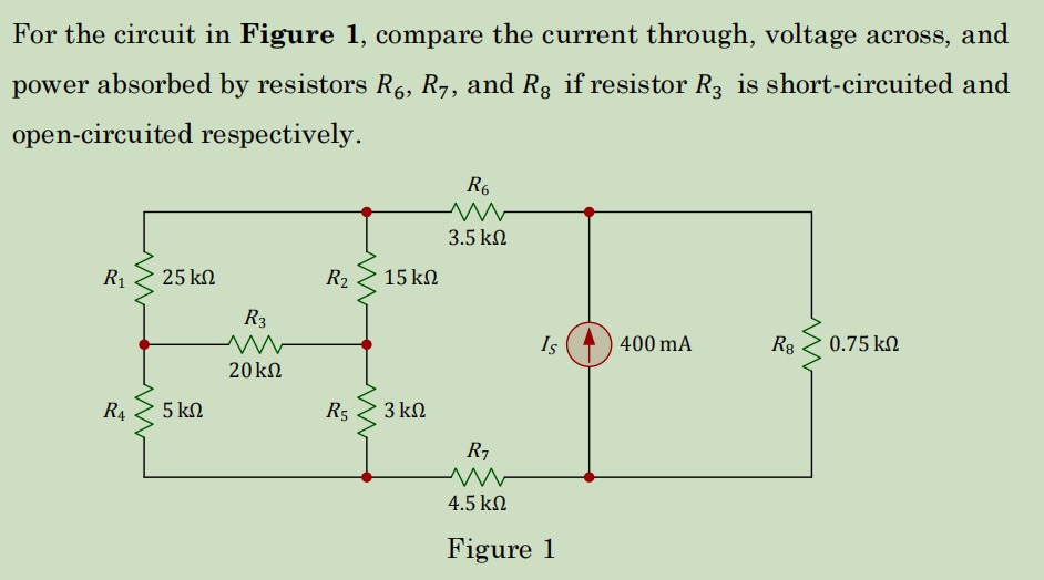 Solved For the circuit in Figure 1, ﻿compare the current | Chegg.com