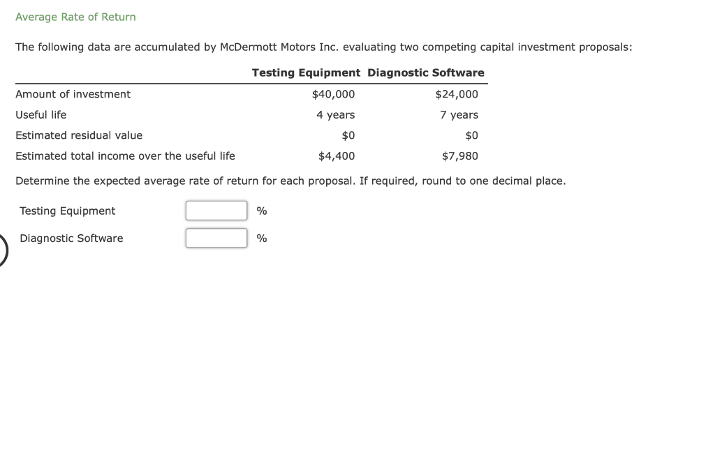 solved-average-rate-of-return-the-following-data-are-chegg