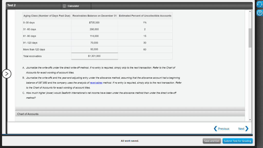 Solved Test 2 Calculator Instructions Chart of Accounts | Chegg.com