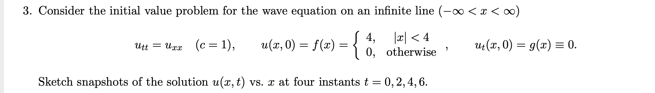 Solved 3. Consider the initial value problem for the wave | Chegg.com