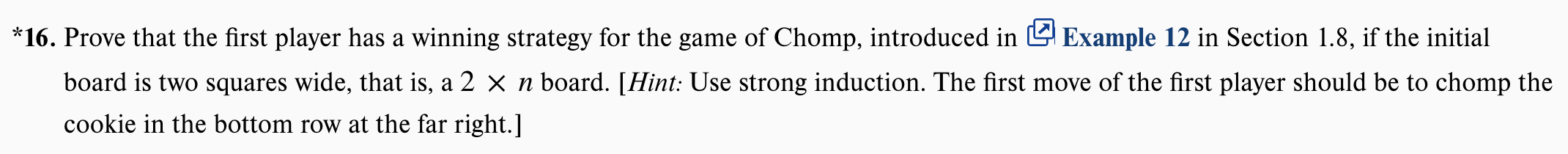 Solved *16. Prove that the first player has a winning | Chegg.com