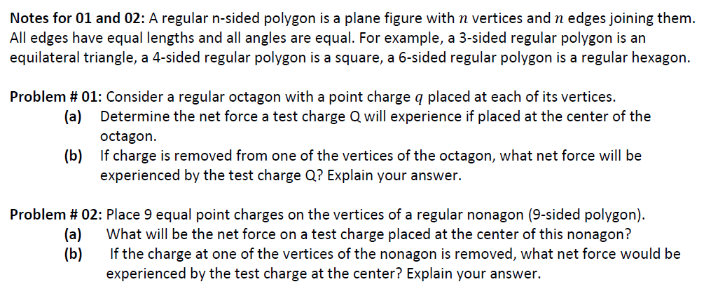 Solved Notes for 01 and 02: A regular n-sided polygon is a | Chegg.com