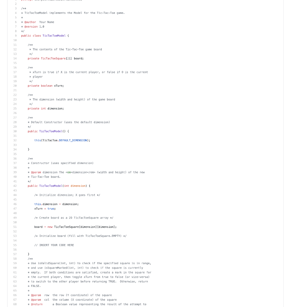 I'm in need helping implement Code Tictactoe Java. I | Chegg.com