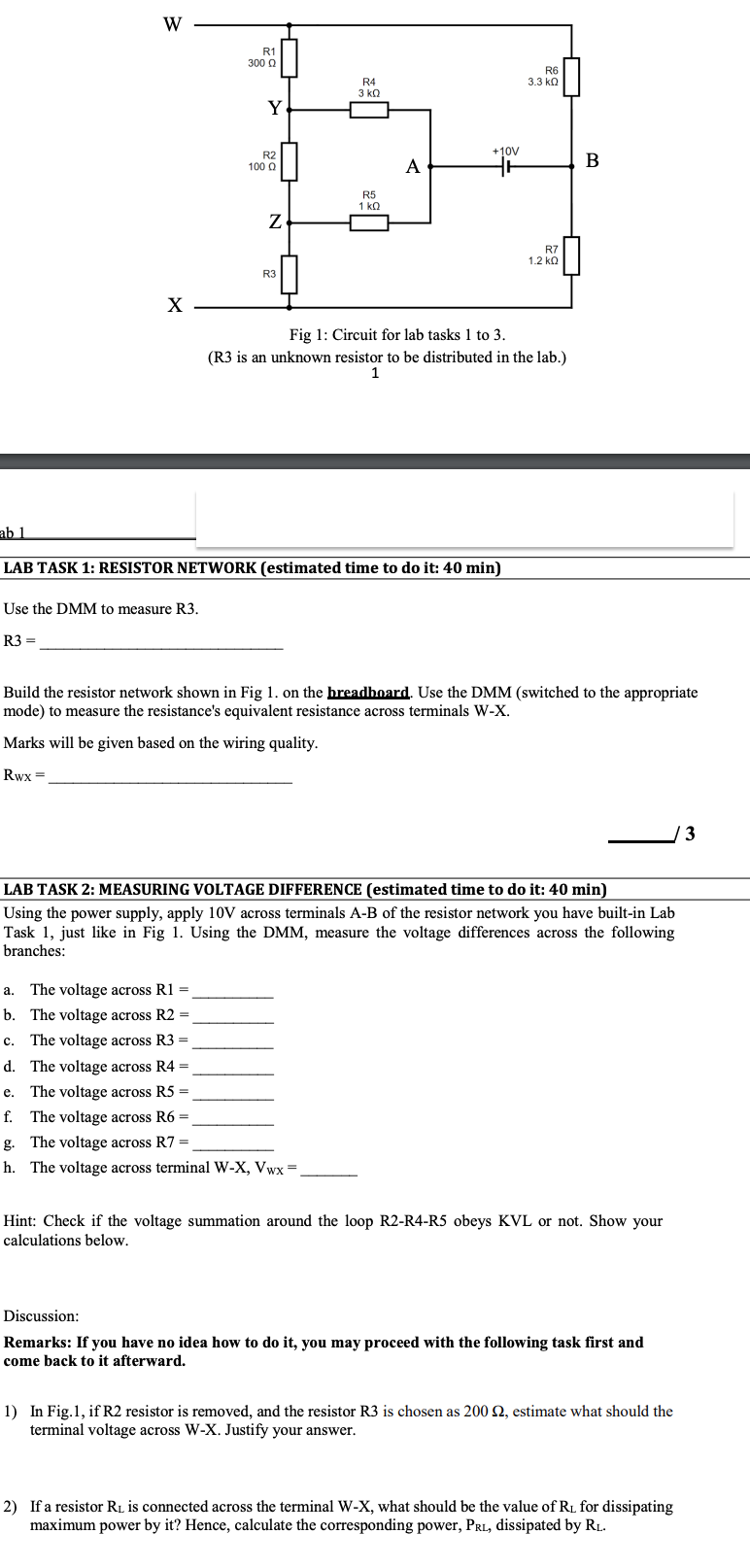 Solved (R3 is an unknown resistor to be distributed in the | Chegg.com