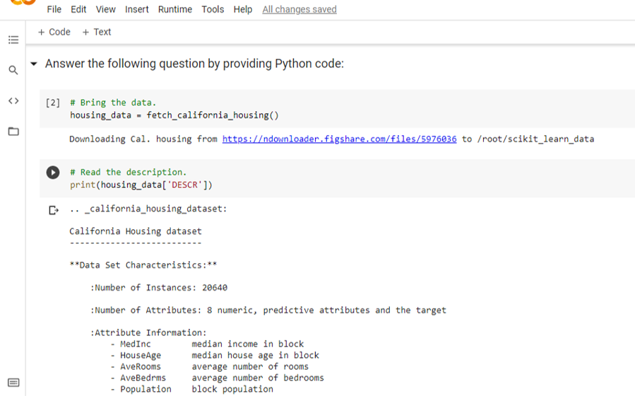 File Edit View Insert Runtime Tools Help All changes | Chegg.com