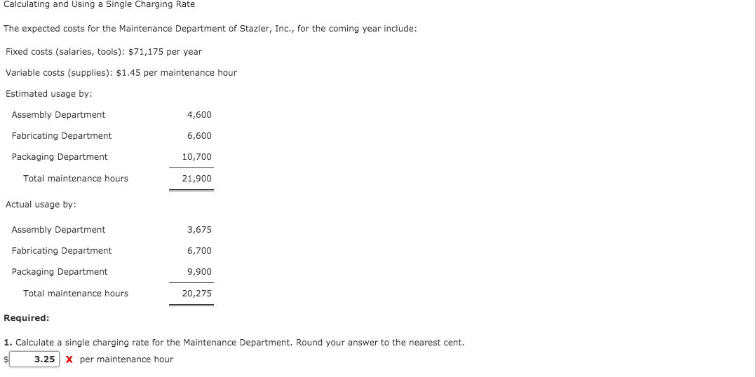 Solved Calculating and Using a Single Charging Rate The | Chegg.com