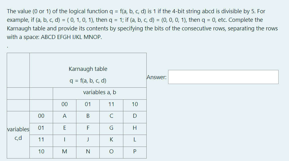 Solved The value (0 or 1) of the logical function | Chegg.com
