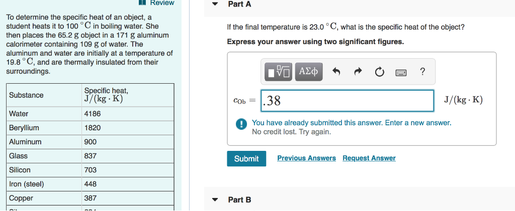 Solved To determine the specific heat of an object, a | Chegg.com