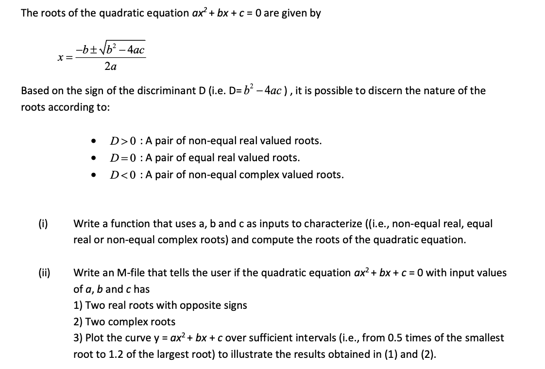 Solved Question 2 [12 marks]The roots of the quadratic | Chegg.com
