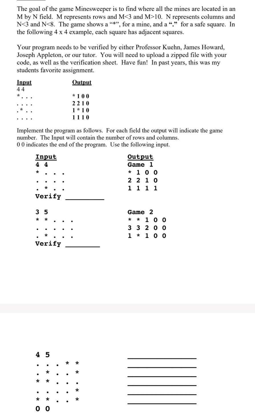 Solved The goal of the game Minesweeper is to find where all | Chegg.com