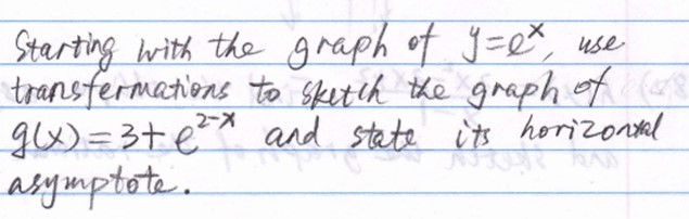 Solved Starting with the graph of y=ex, use transfermations | Chegg.com