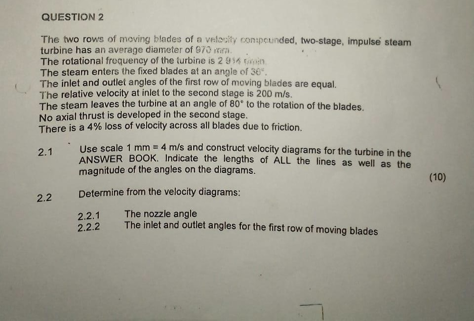 Solved The two rows of moving blades of a velarity | Chegg.com