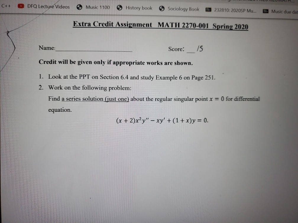 C++ DFQ Lecture Videos Music 1100 History book | Chegg.com