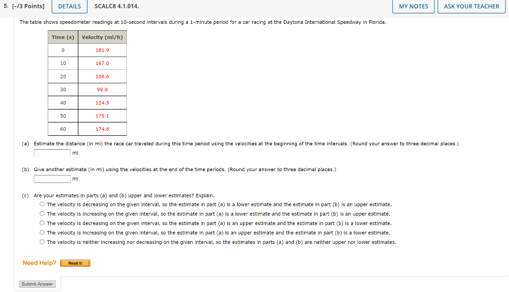 Solved The table shows speedometer readings at 10 -second | Chegg.com