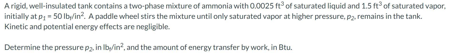 Solved A rigid, well-insulated tank contains a two-phase | Chegg.com