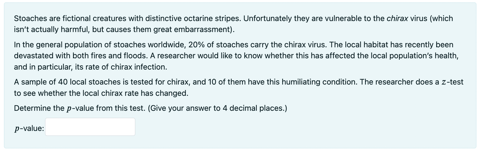 Solved Stoaches are fictional creatures with distinctive | Chegg.com