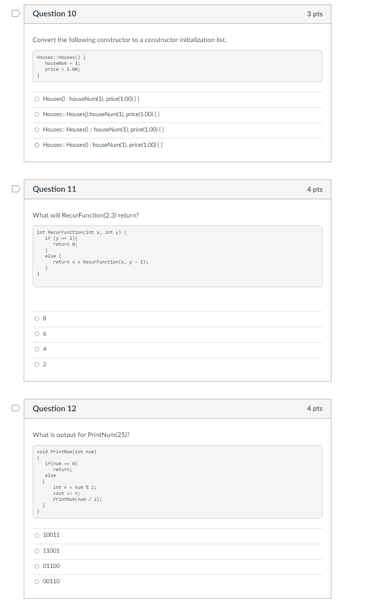 Solved Question 10 3 pts Convert the following constructor | Chegg.com Solved Question 10 3 pts Convert the following constructor | Chegg.com