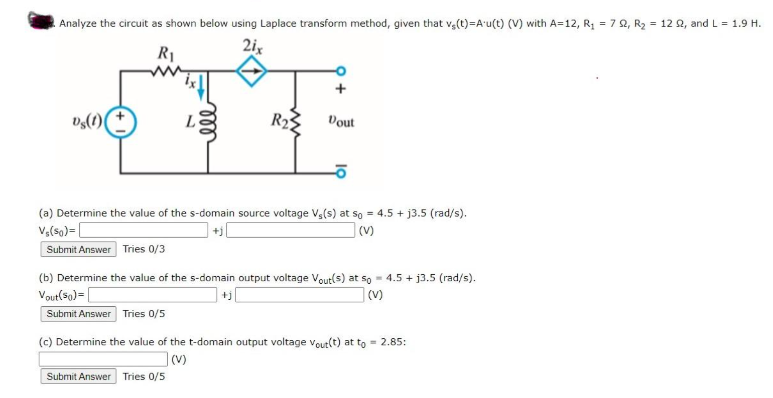 Solved Analyze the circuit as shown below using Laplace | Chegg.com