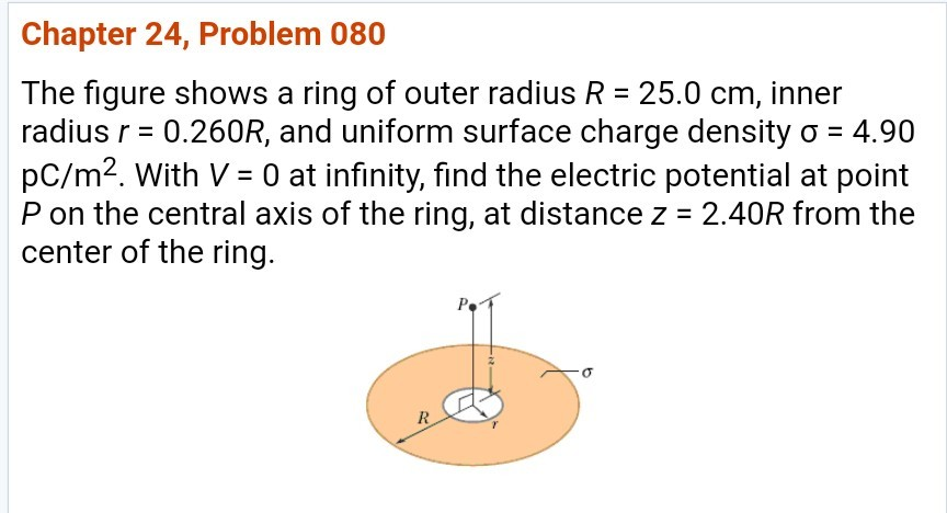 Solved Chapter 24, Problem 080 The figure shows a ring of | Chegg.com